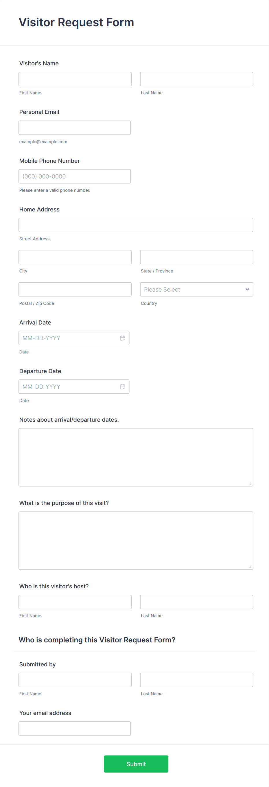Visitor Request Form Template | Jotform