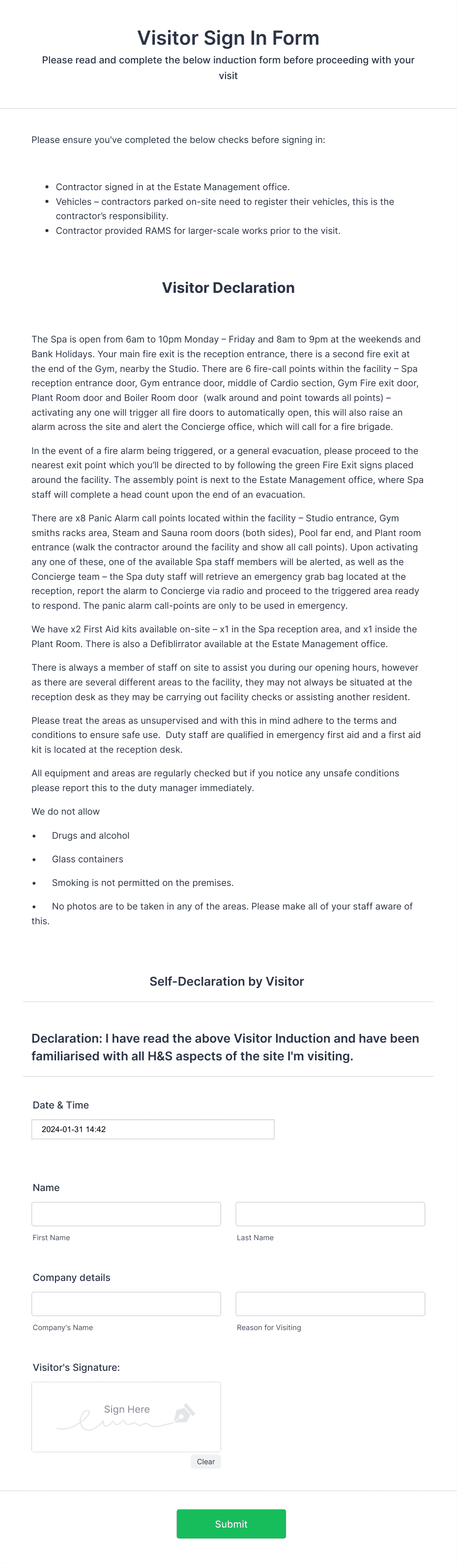 Visitor Sign-In Form Template | Jotform