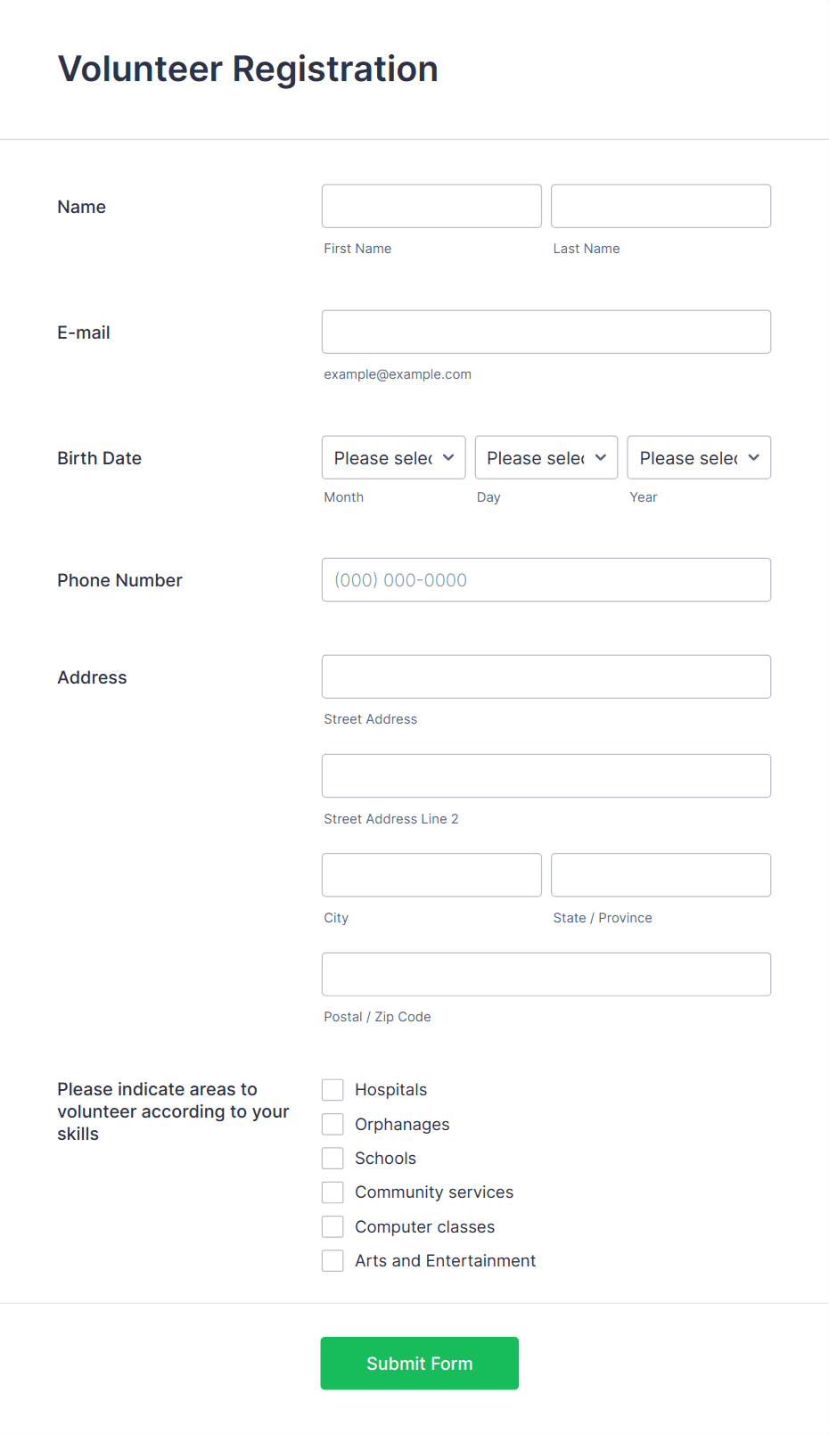 Volunteer Candidate Registration Form Template | Jotform