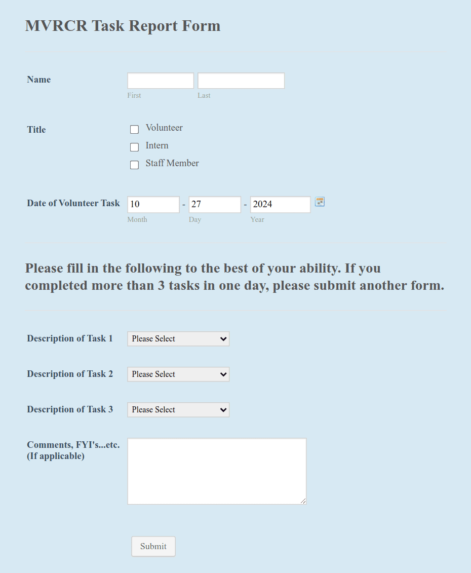 Volunteer Task Form Template | Jotform