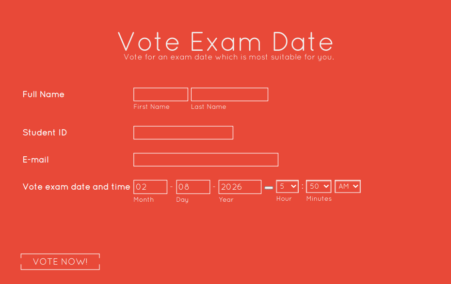 Vote Exam Date - Flat Color Form Template | Jotform