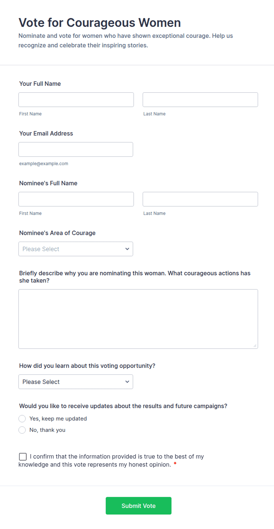 Vote for Courageous Women Form Template | Jotform