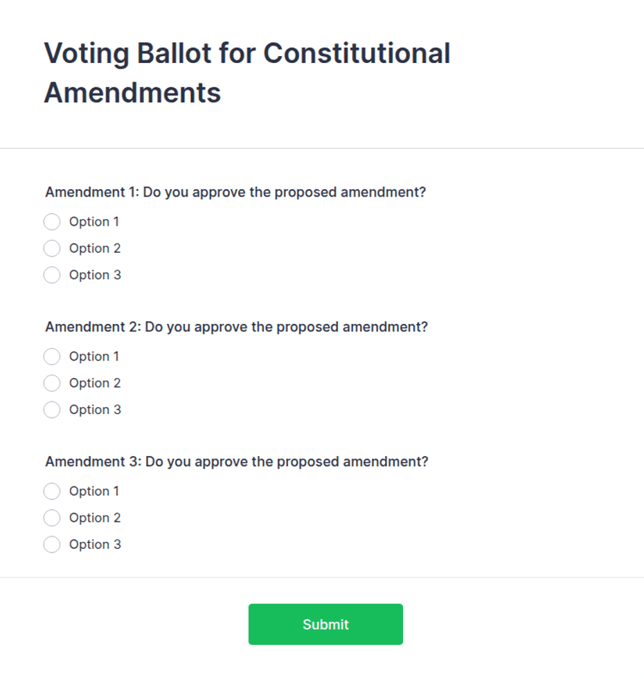 Voting Ballot for Constitutional Amendments Form Template | Jotform