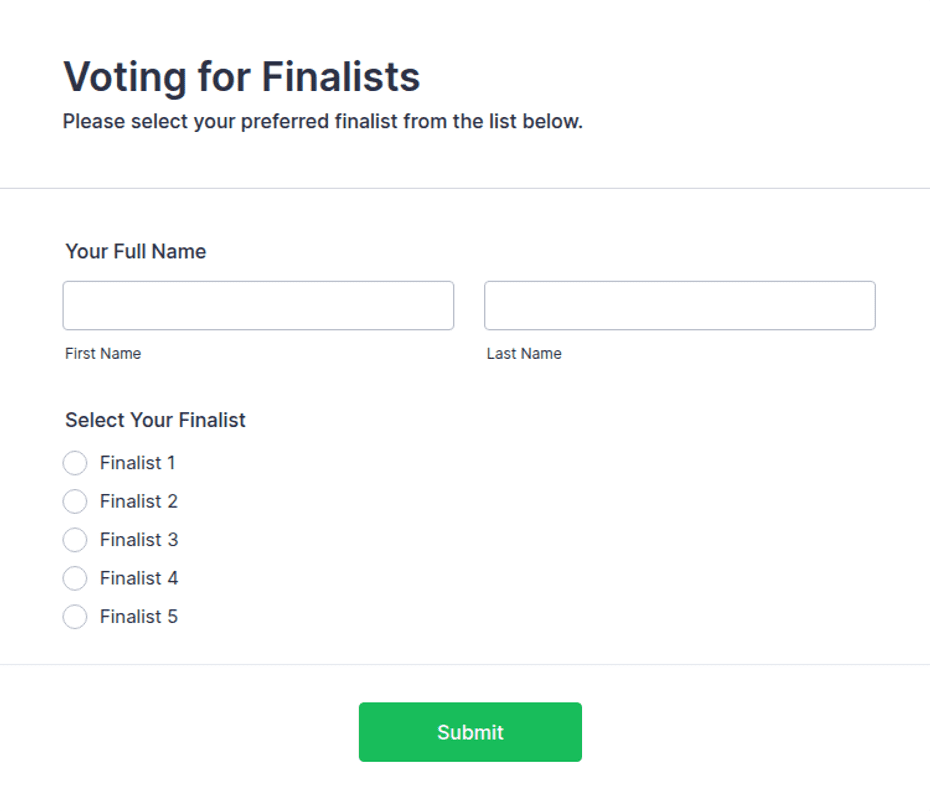 Voting for Finalists Form Template | Jotform