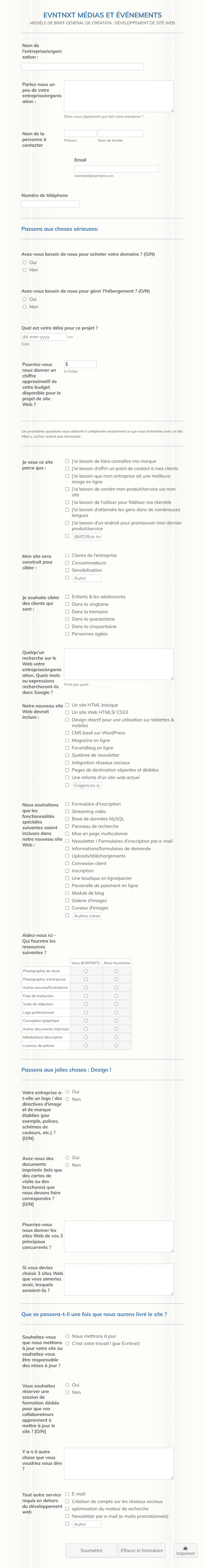 Votre questionnaire client de conception Web Modèle du formulaire | Jotform