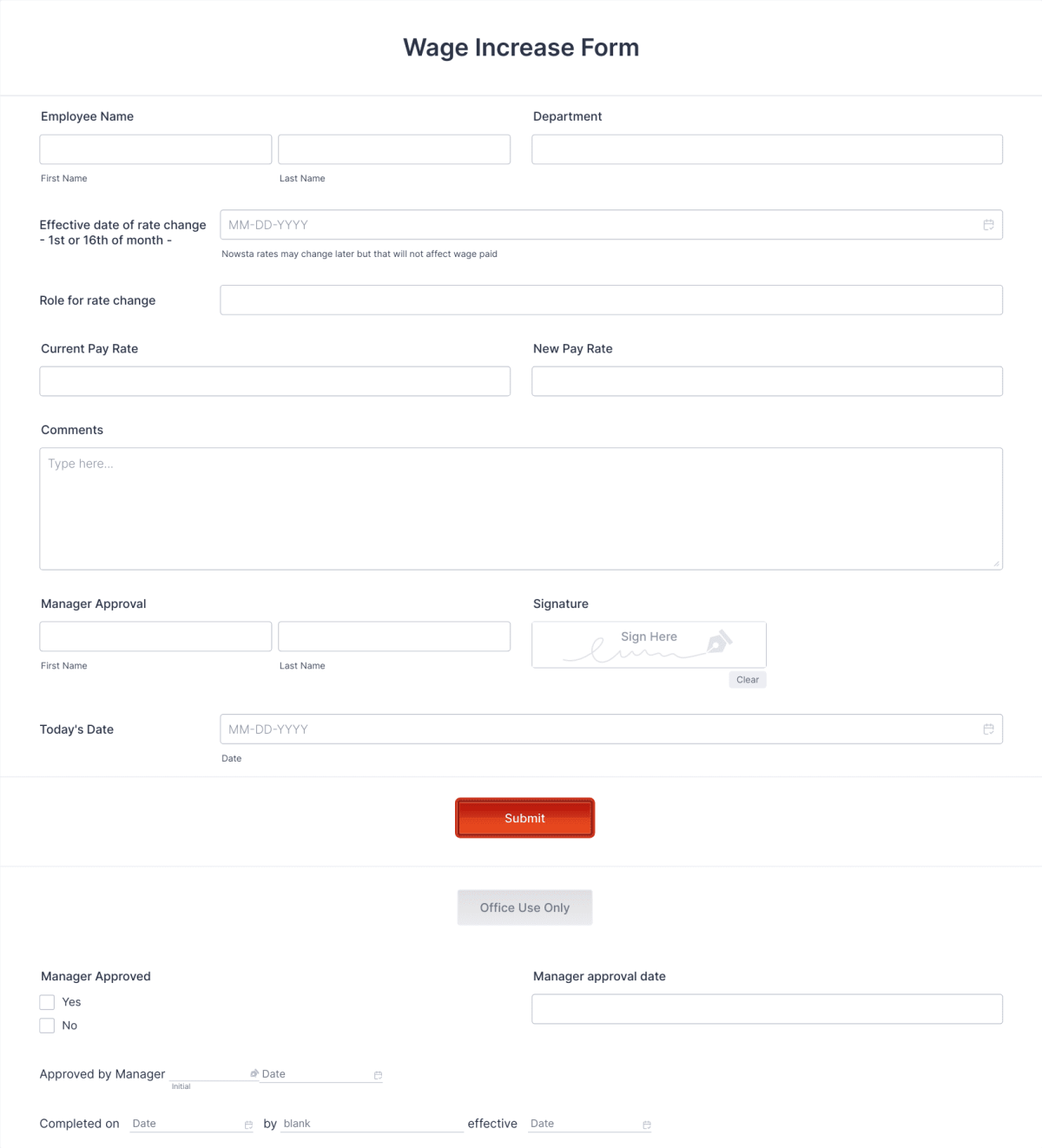 Wage Increase Form Template | Jotform