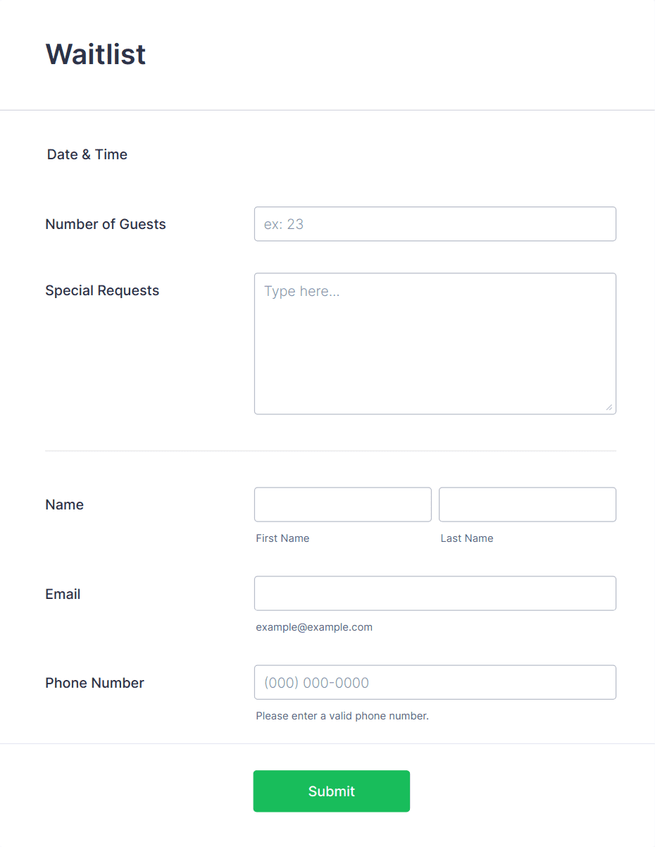 Waitlist Form Template | Jotform