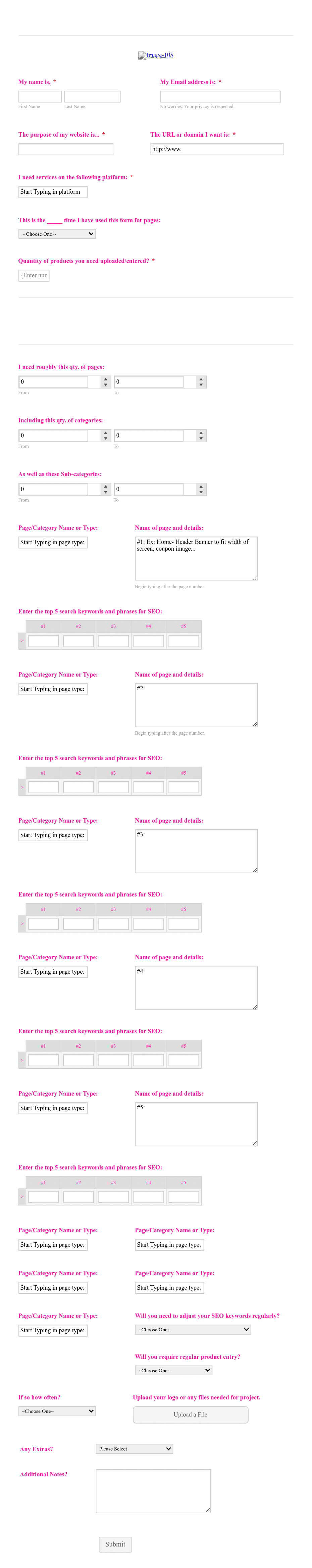 Web Design Outline- eCommerce Modèle du formulaire | Jotform