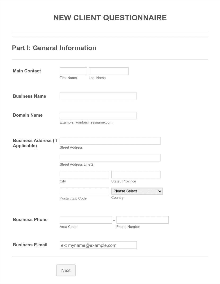 Web Design Questionnaire Form Template | Jotform