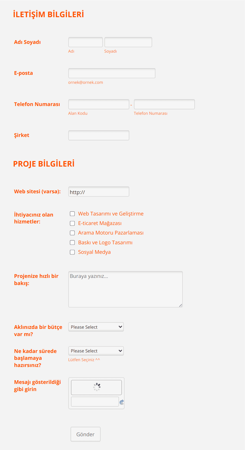 Web Sayfası Tasarım Fiyat Teklif Form Şablonu | Jotform