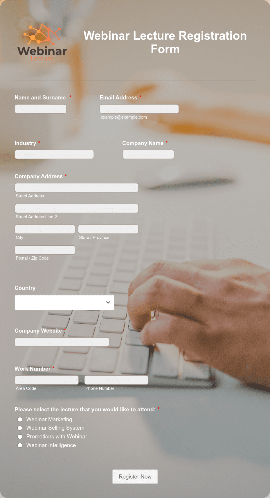 Webinar Lecture Registration Form Template | Jotform