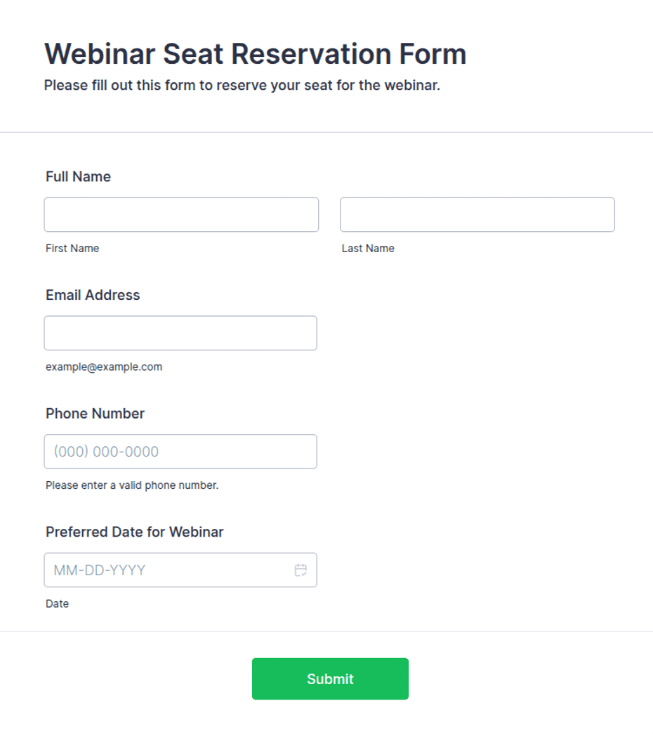 Webinar Seat Reservation Form Template | Jotform