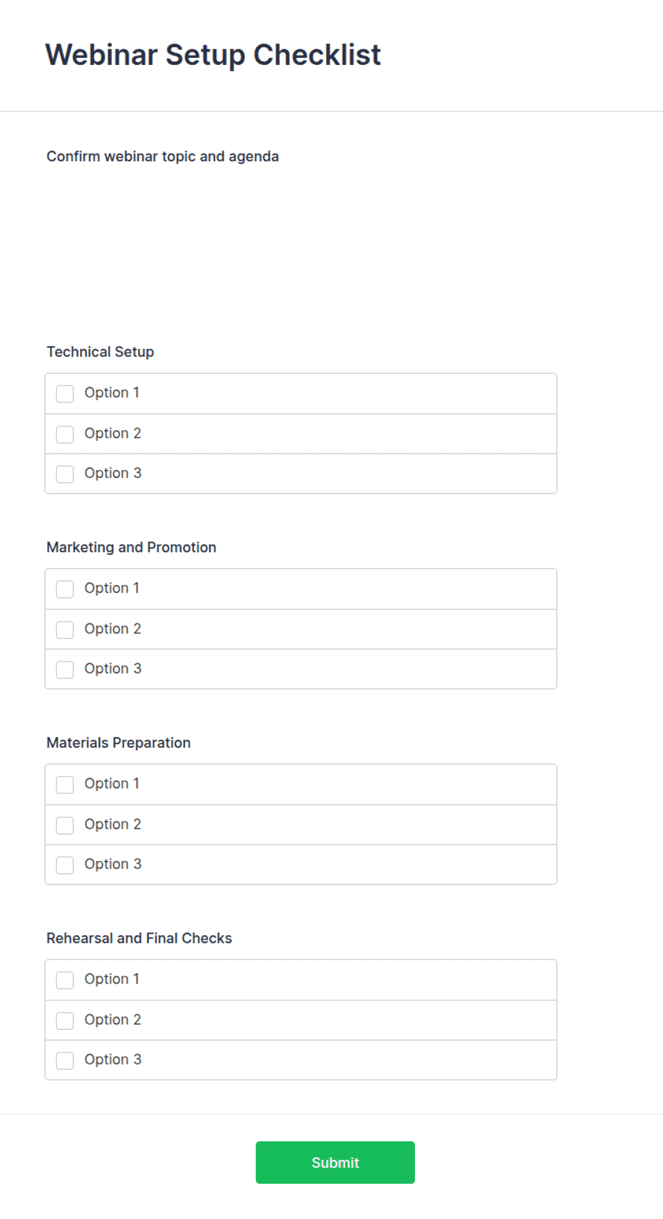 Webinar Setup Checklist Form Template | Jotform