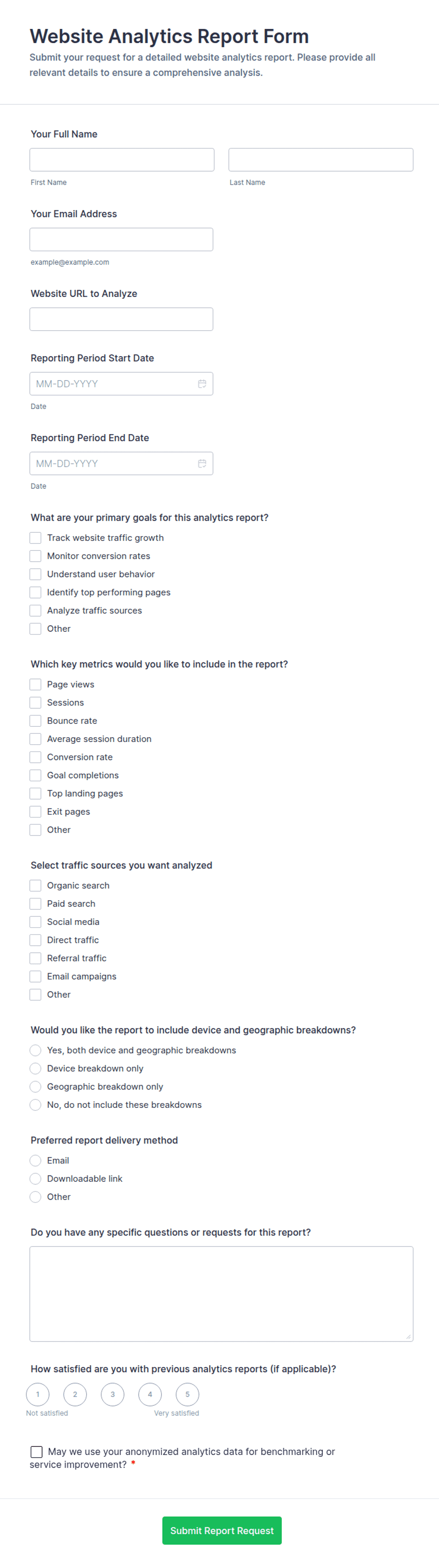 Website Analytics Report Form Template | Jotform