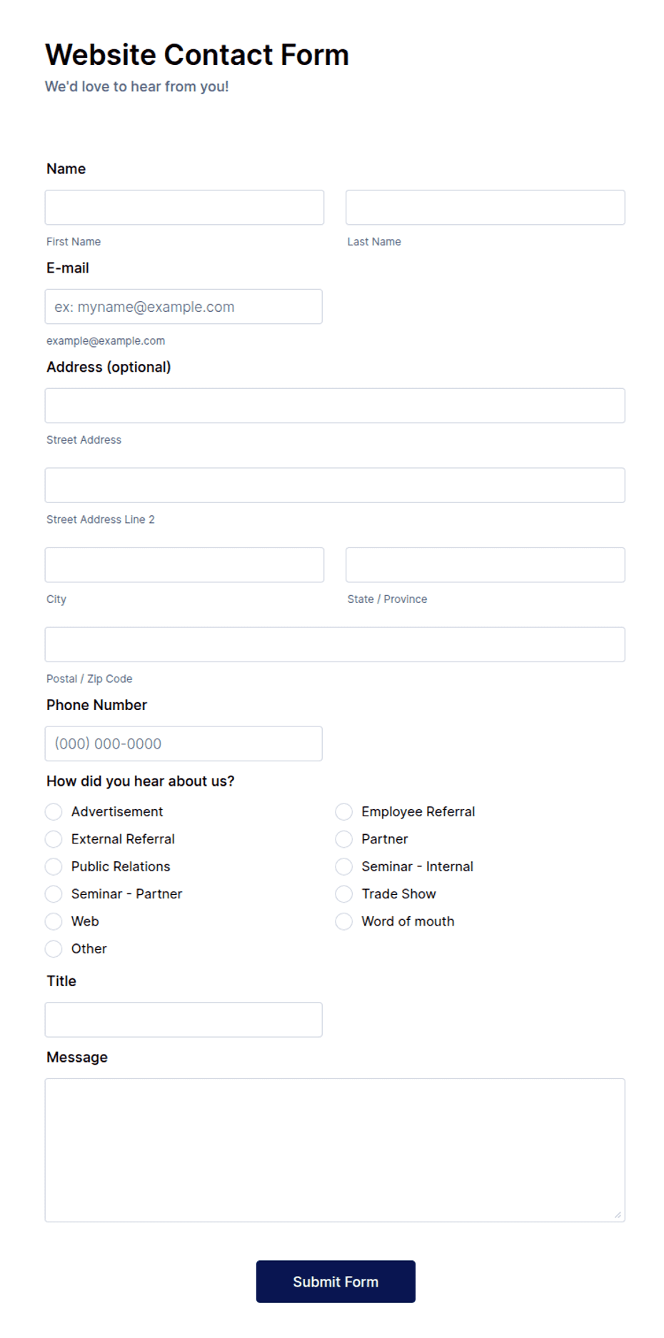 Basic Web Page Contact Form Template | Jotform