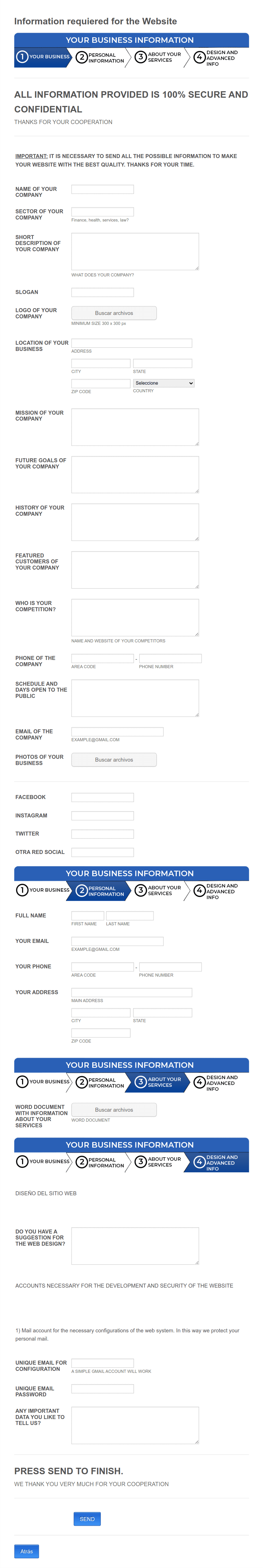 Website Design Client Intake Form Template | Jotform