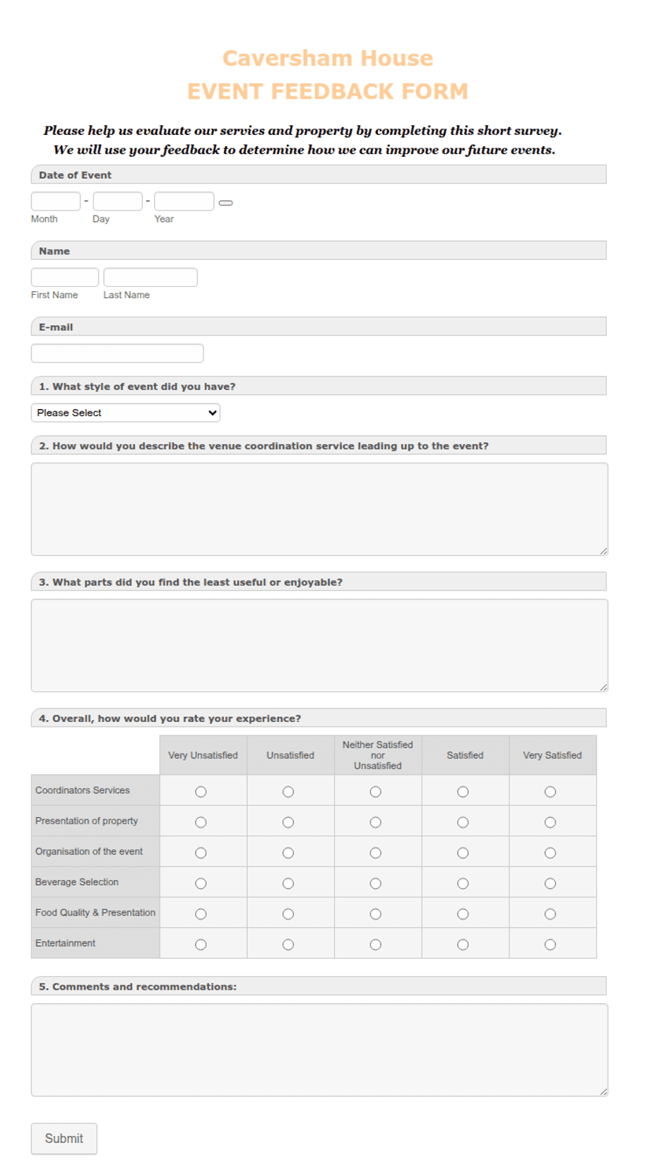 Wedding Ceremony Feedback Form Template | Jotform