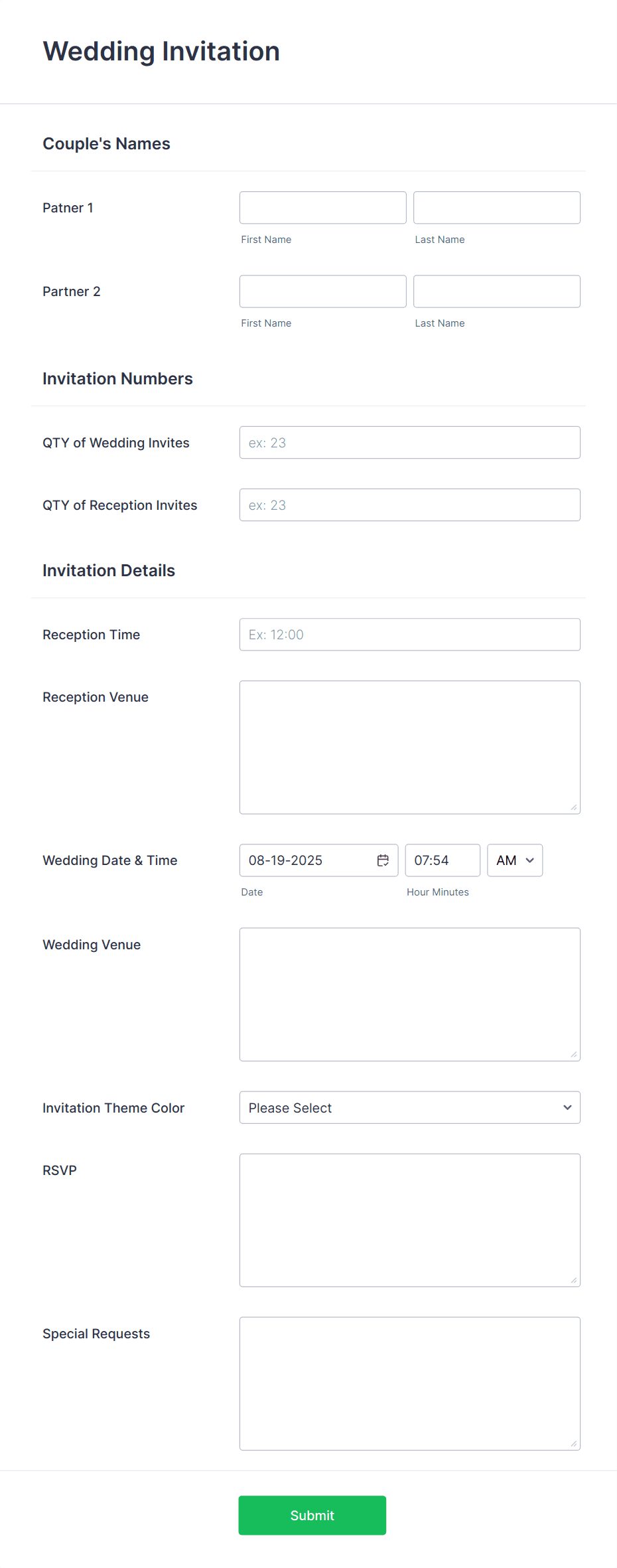 Wedding Invitation Form Template | Jotform