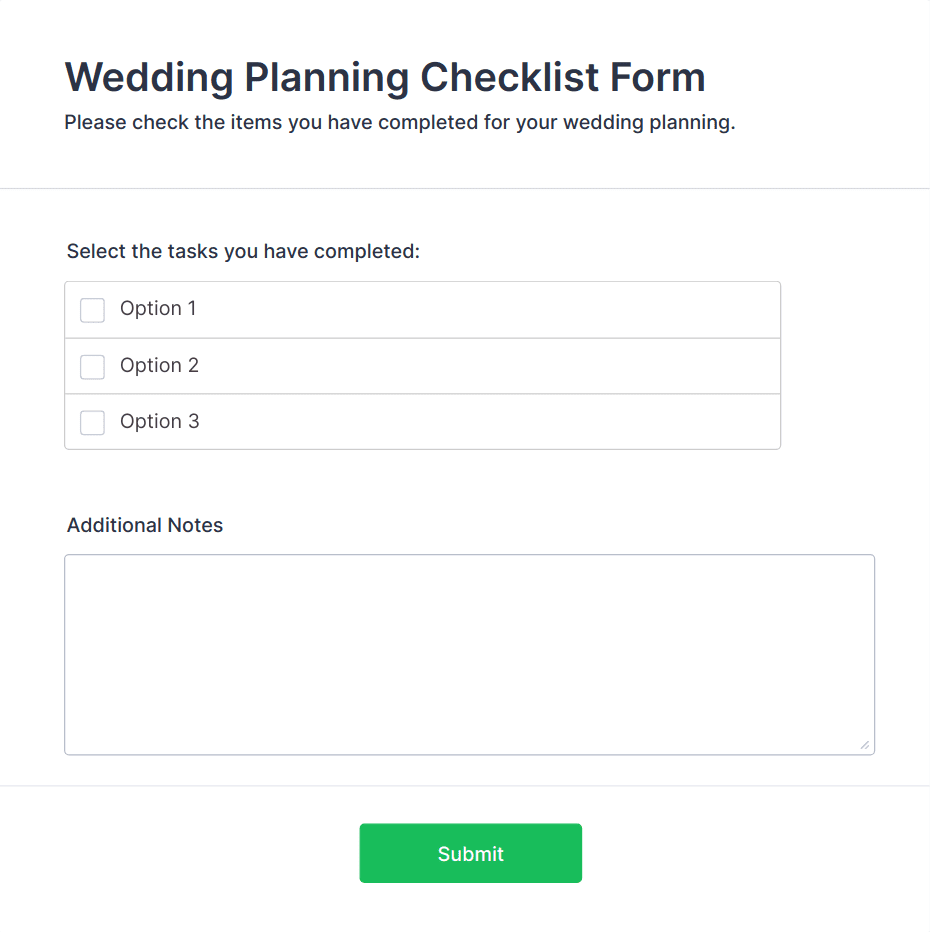 Wedding Planning Checklist Form Template | Jotform