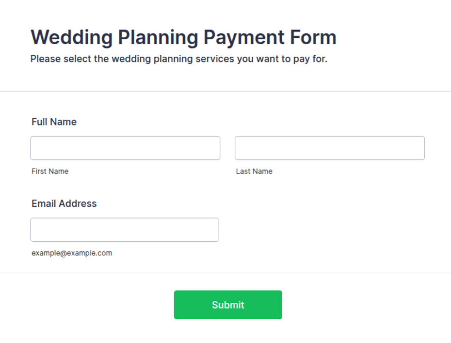 Wedding Planning Payment Form Template | Jotform