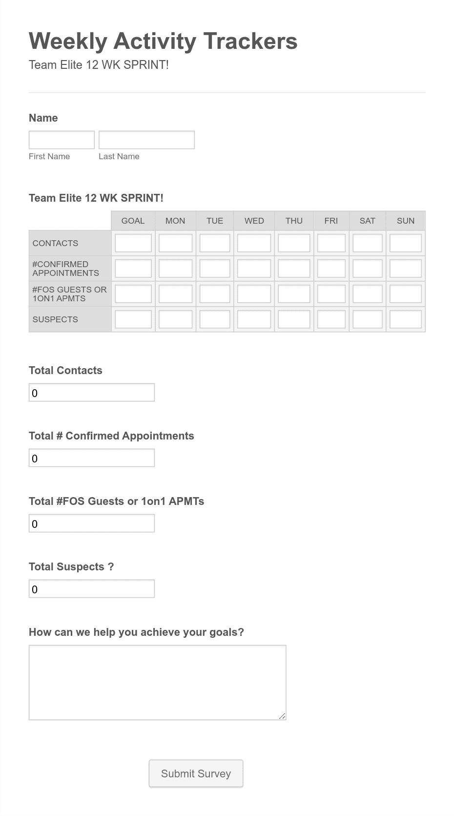 Weekly Activities Tracker Form Template | Jotform