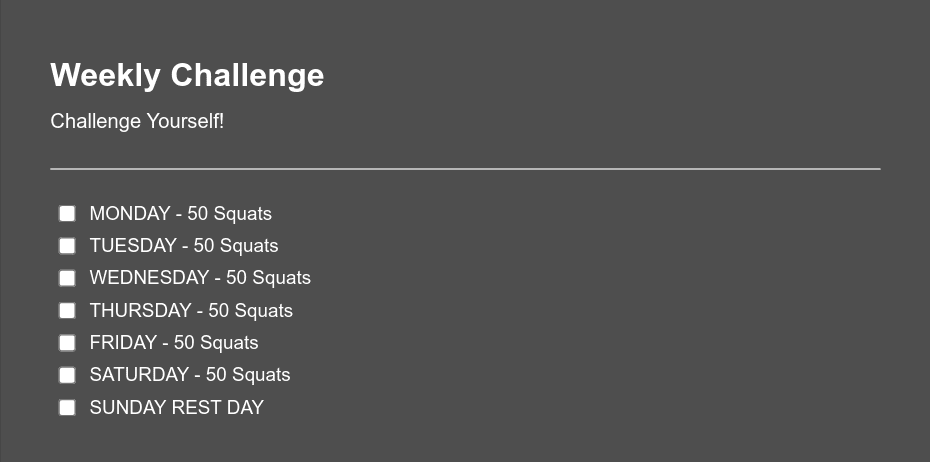 Weekly Challenge Form Template | Jotform