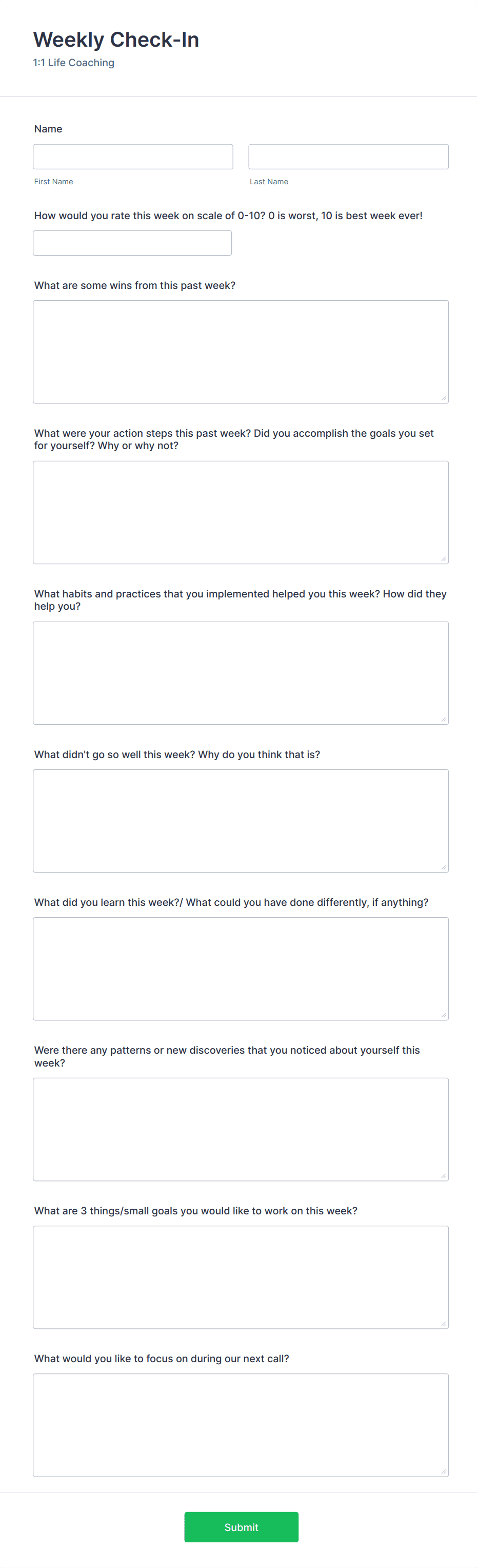 Weekly Check-In Form Template | Jotform