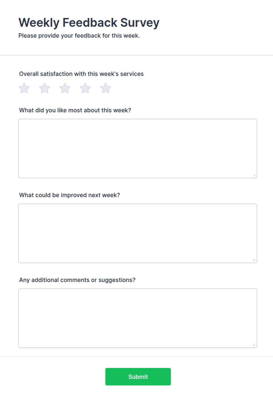 Weekly Feedback Survey Form Template | Jotform