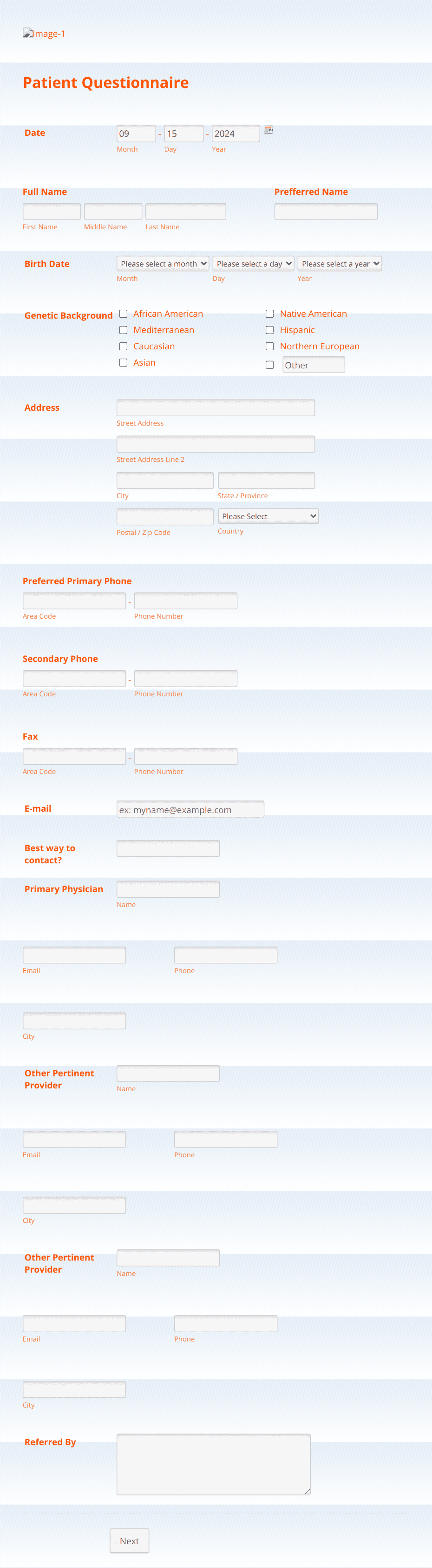 Alternative Medicine-Patient Intake Form Template | Jotform