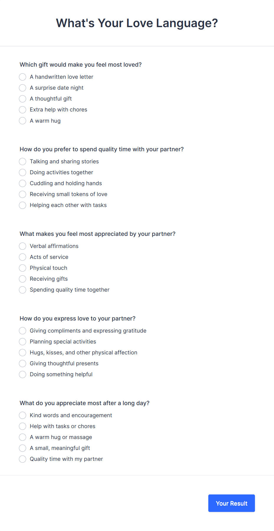 What's Your Love Language Quiz Form Template | Jotform