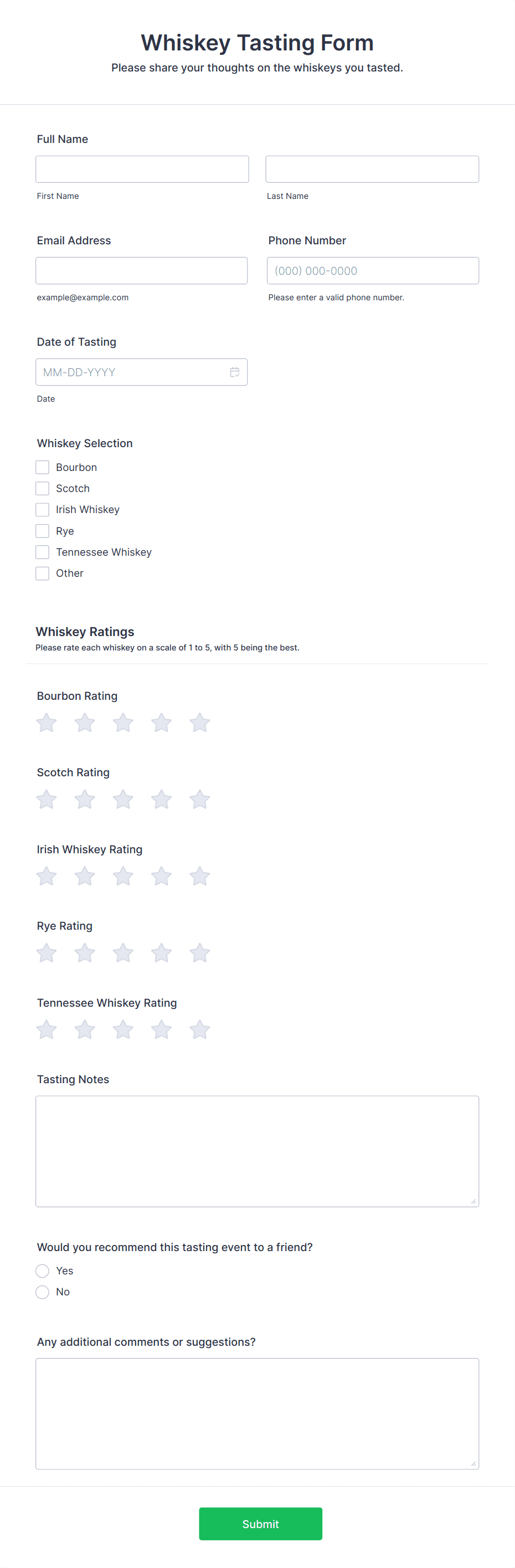 Whiskey Tasting Form Template | Jotform