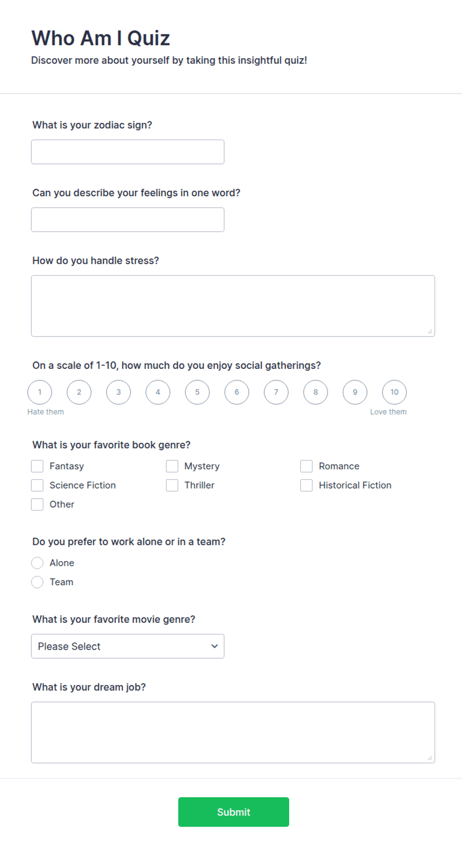 Who Am I Quiz Form Template | Jotform