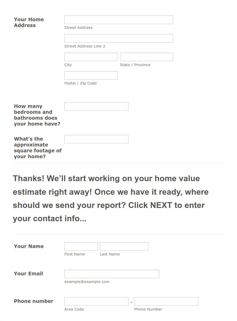 WHT - Home Value Request Form Template | Jotform