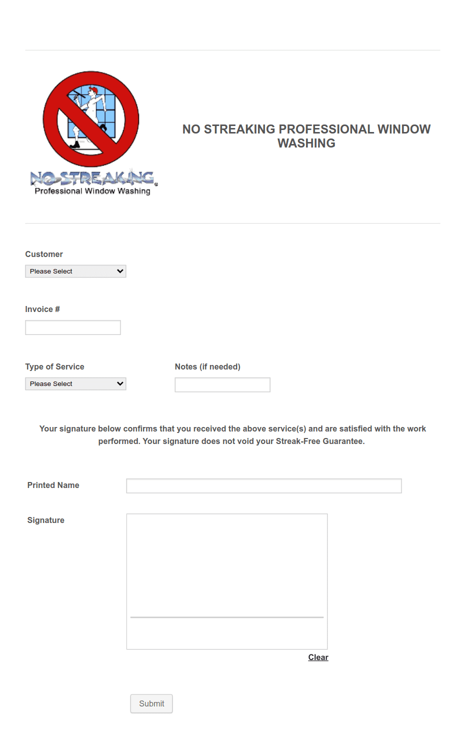 Window Wash Service Form Template | Jotform