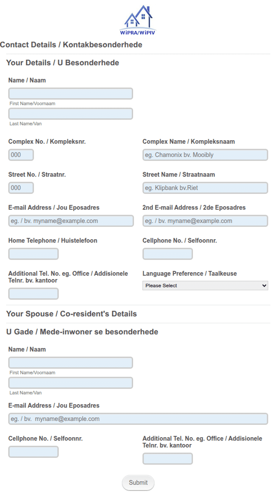 Contact Details / Kontakbesonderhede Form Template | Jotform