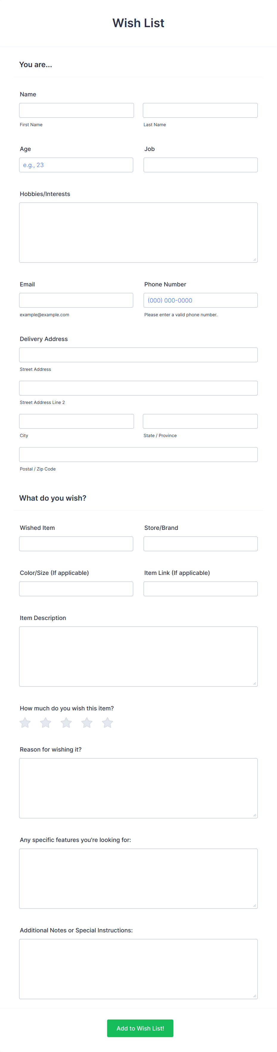 Wish List Template Form Template | Jotform