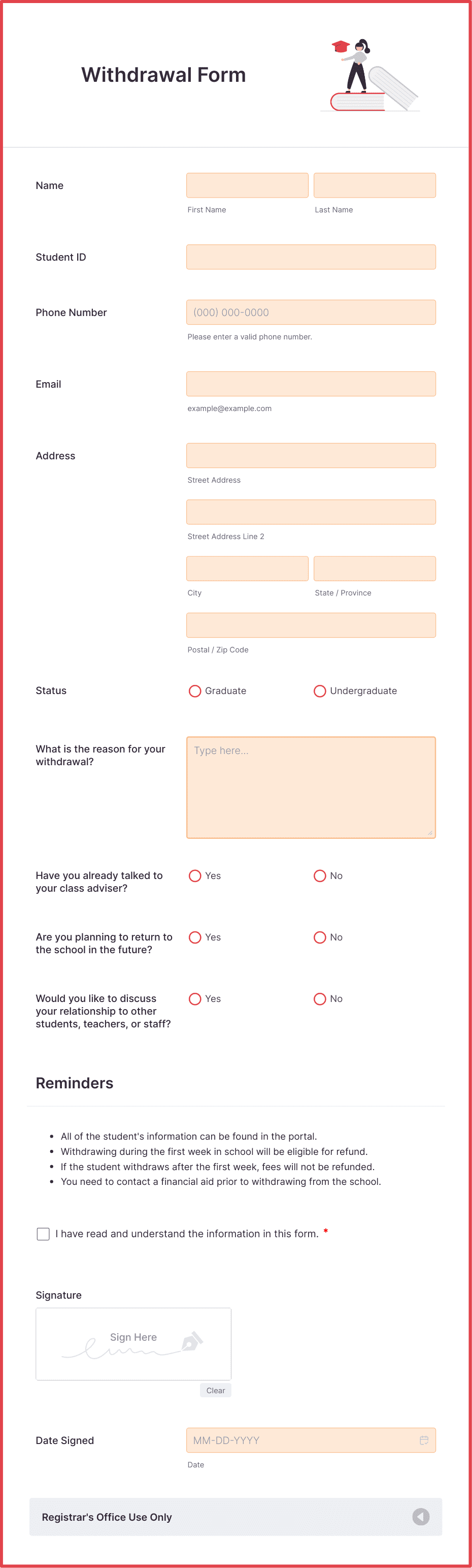 Withdrawal Form Template | Jotform