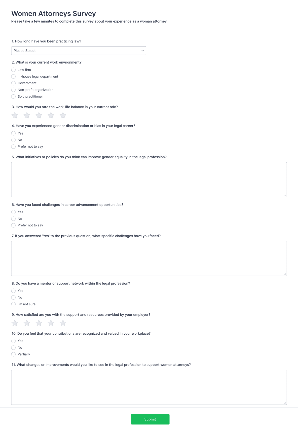 Women Attorneys Survey Form Template | Jotform