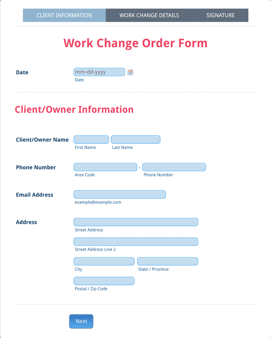 Work Change Order Form Template | Jotform