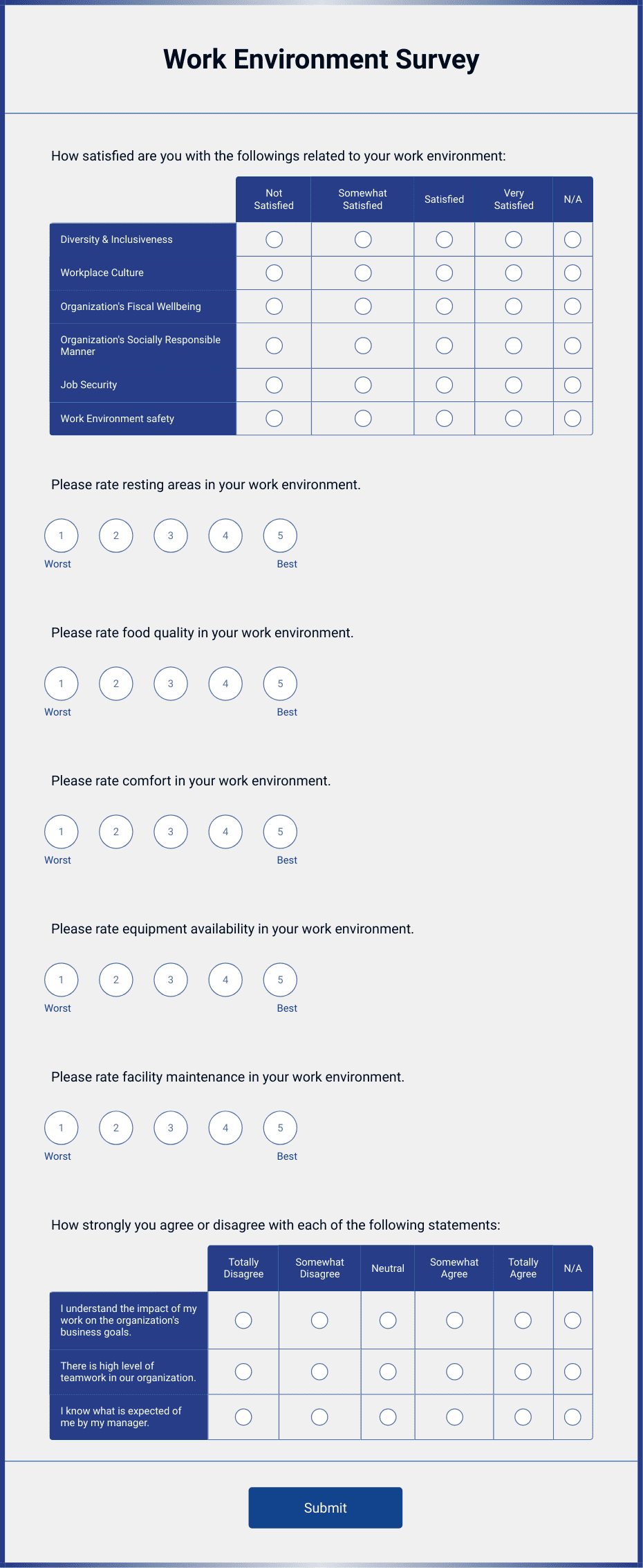 Work Environment Survey Form Template | Jotform