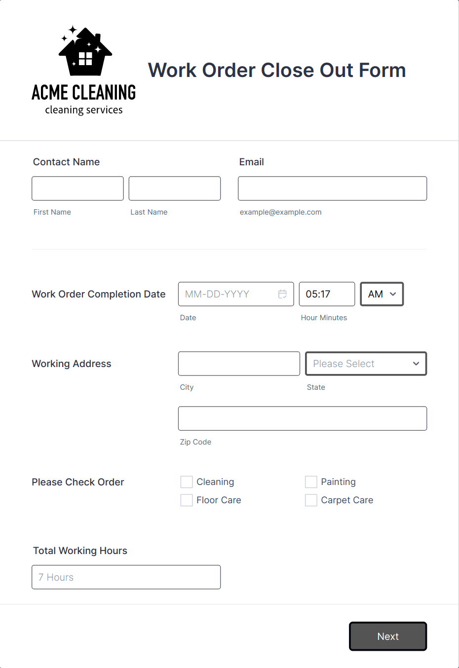 Work Order Close Out Form Template | Jotform