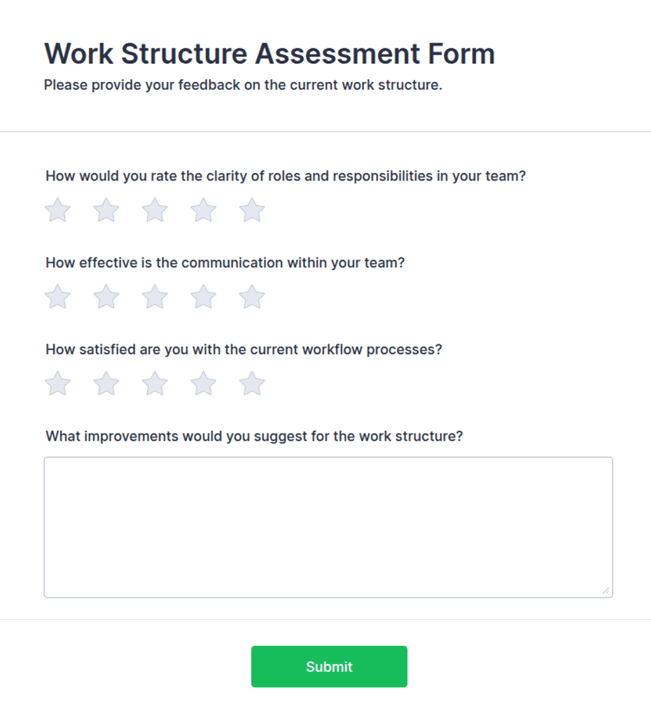 Work Structure Assessment Form Template | Jotform