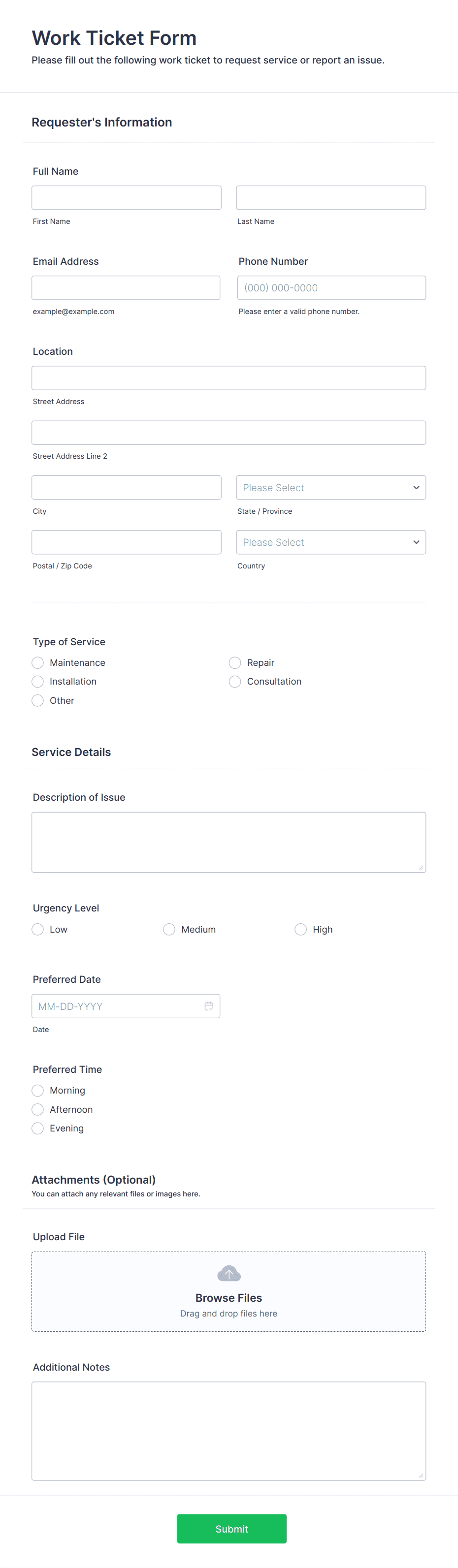 Work Ticket Form Template | Jotform