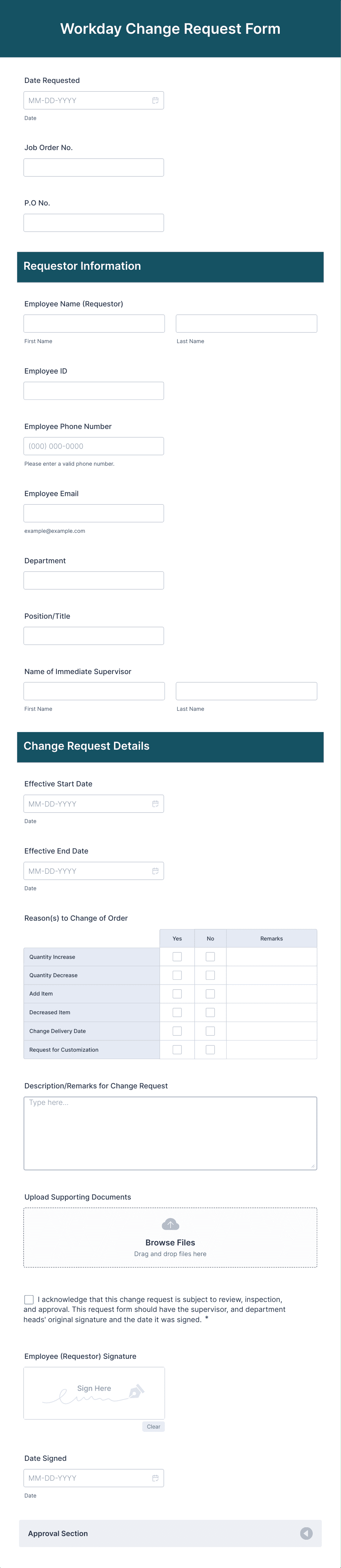 Workday Change Request Form Template | Jotform