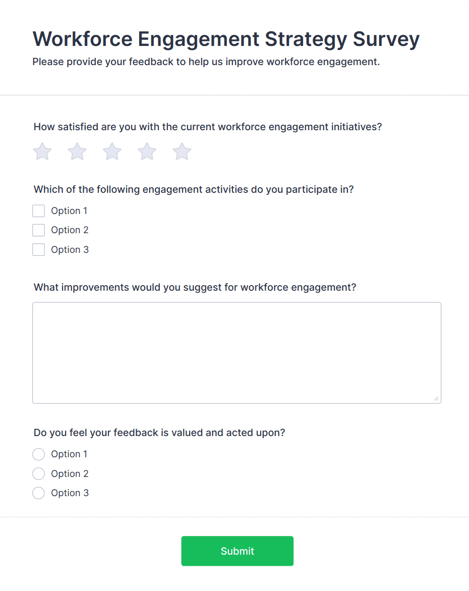 Workforce Engagement Strategy Survey Form Template | Jotform