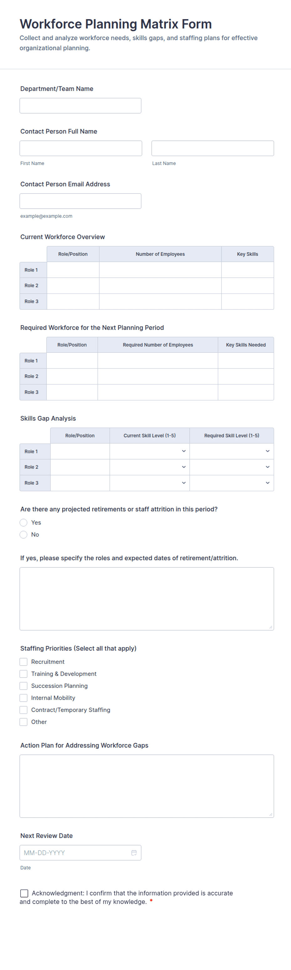 Workforce Planning Matrix Form Template | Jotform