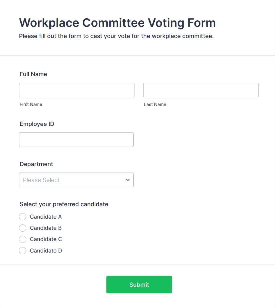 Workplace Committee Voting Form Template | Jotform