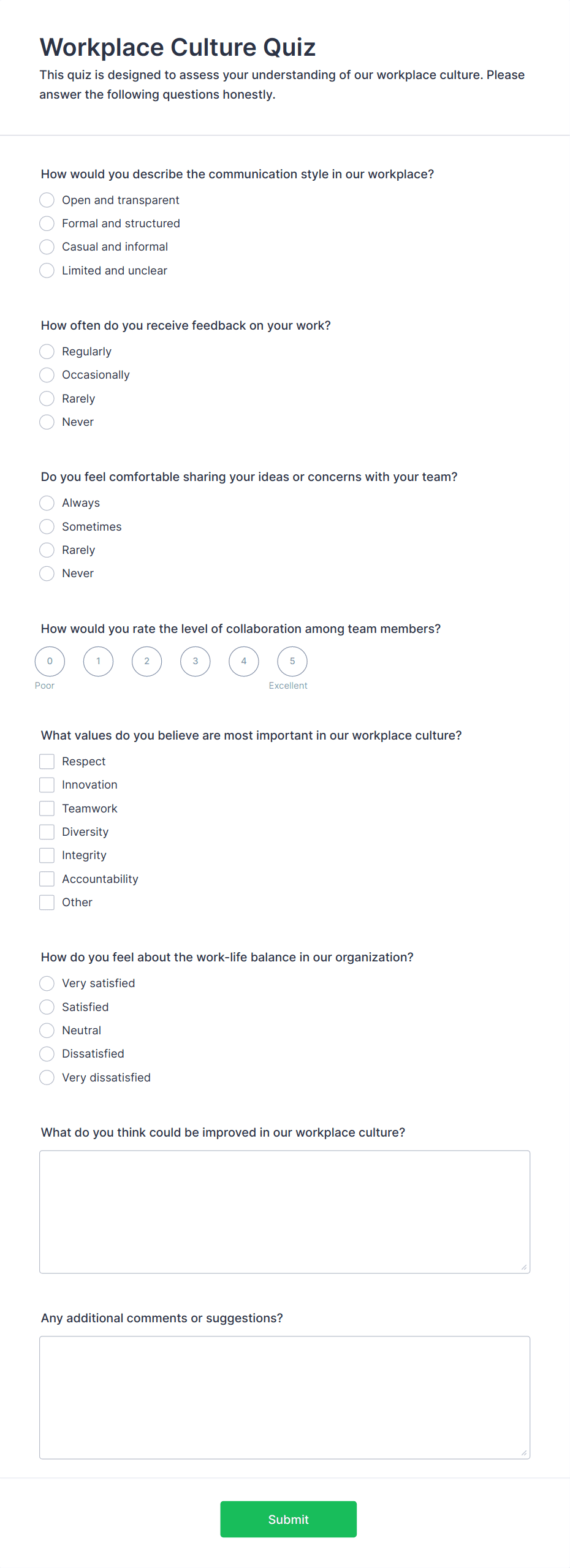 Workplace Culture Quiz Form Template | Jotform