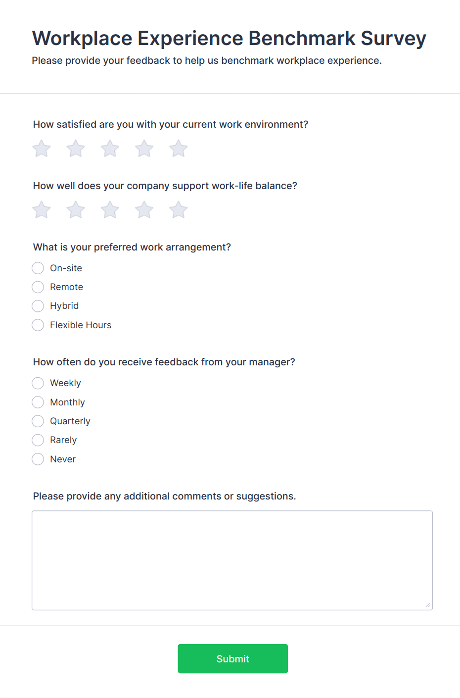 Workplace Experience Benchmark Survey Form Template | Jotform