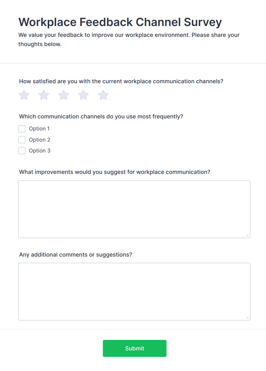 Workplace Feedback Channel Survey Form Template | Jotform